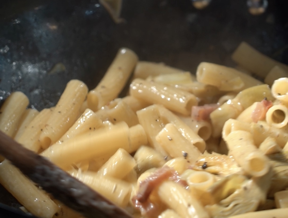 Artichoke and Guanciale Pasta - a classic Roman dinner recipe